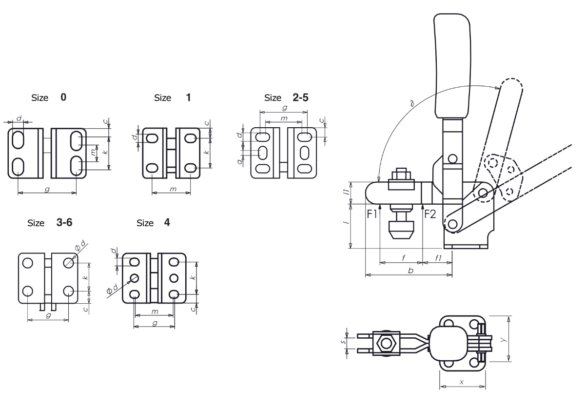 M10 Vertical toggle clamp horizontal base open clamping arm - DESETEC ...
