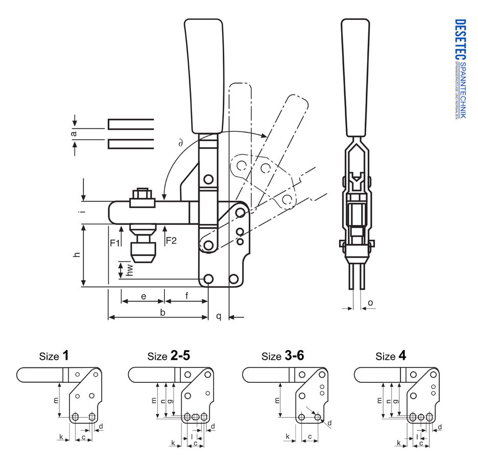 M11 Vertical toggle clamp with vertical base and open clamping arm ...